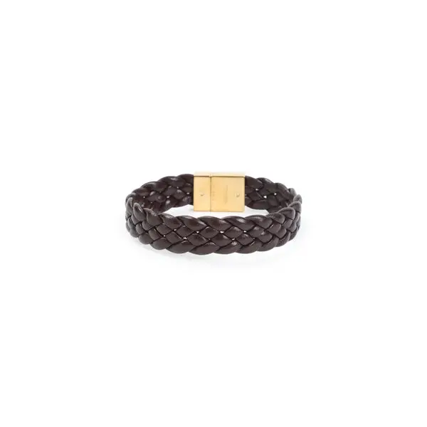 Bottega Veneta Dark Barolo Intrecciato Leather Bracelet - Red