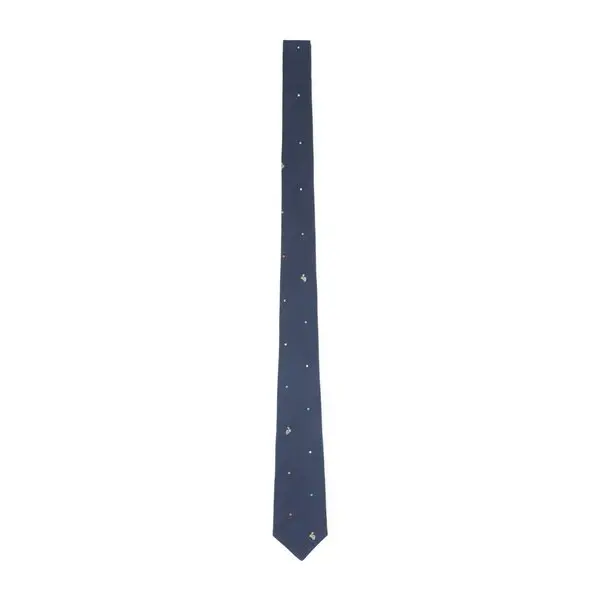 Paul Smith Silk Rabbit And Polka Dot Neck Tie - Blue