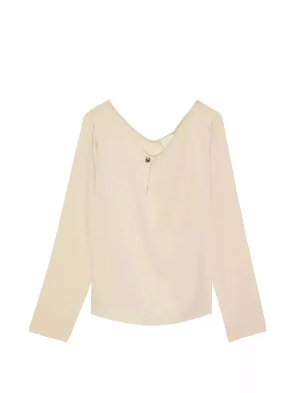 Calvin Klein V-neck Blouse With Silver-tone Button Detail