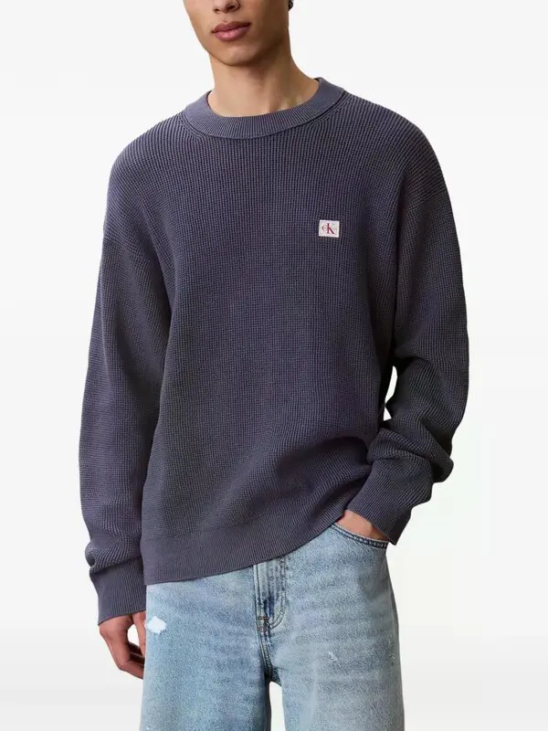 Calvin Klein Waffle Knit Logo Patch Sweater