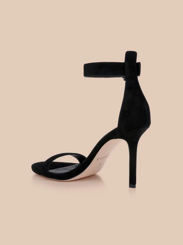 L'Agence Gisele Suede Ankle Strap Sandal - Black Suede