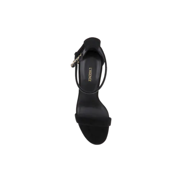 L'Agence Gisele Suede Ankle Strap Sandal - Black Suede