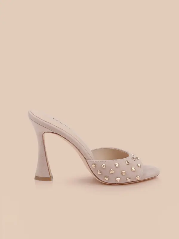 L'Agence Avery Embellished Mule - Biscotti Suede