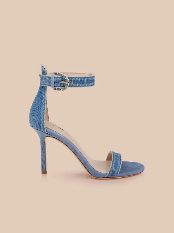 L'Agence Gisele Denim Ankle Strap Sandal