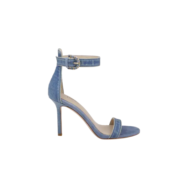 L'Agence Gisele Denim Ankle Strap Sandal - Light Denim