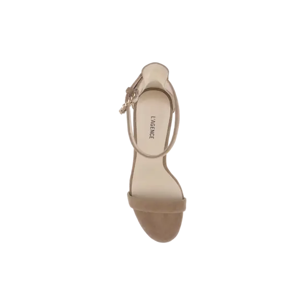 L'Agence Gisele Suede Ankle Strap Sandal - Coffee Suede