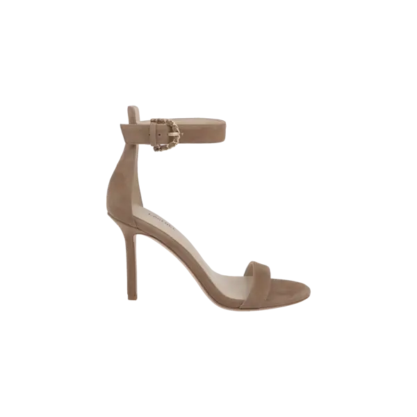 L'Agence Gisele Suede Ankle Strap Sandal - Coffee Suede