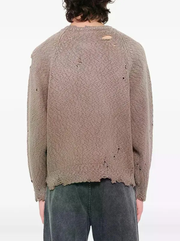 Mihara Yasuhiro Sun-faded Distressed Crew Neck Sweater