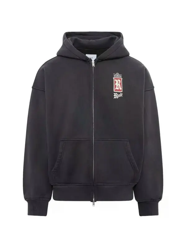 Rhude Fumar 91 Logo-print Zip-up Hoodie - Grey