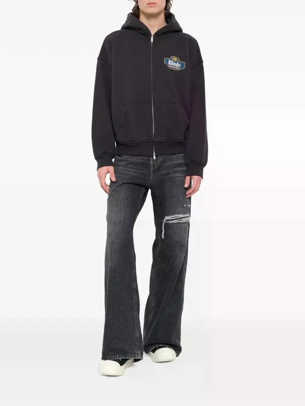 Rhude Racing Crest Zip-up Hoodie - Grey