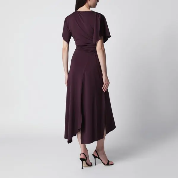 Victoria Beckham Blackcurrant Draped Midi Dress - Burgundy