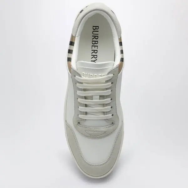 Burberry Leather And Check Detail Sneakers - White