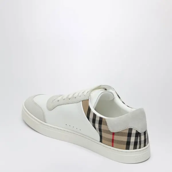 Burberry Leather And Check Detail Sneakers - White