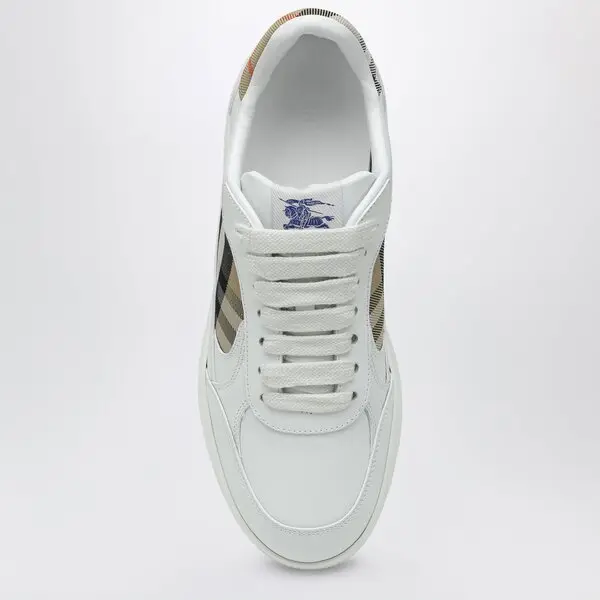 Burberry Leather Sneakers With Check Pattern - White