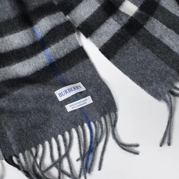 Burberry Check Cashmere Scarf In Marlborough - Grey