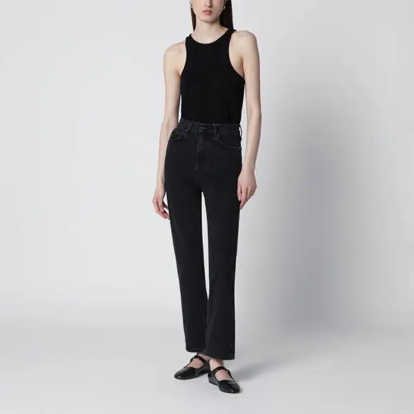 ANINE BING Jane High-rise Slim Jeans In Vintage Denim - Black