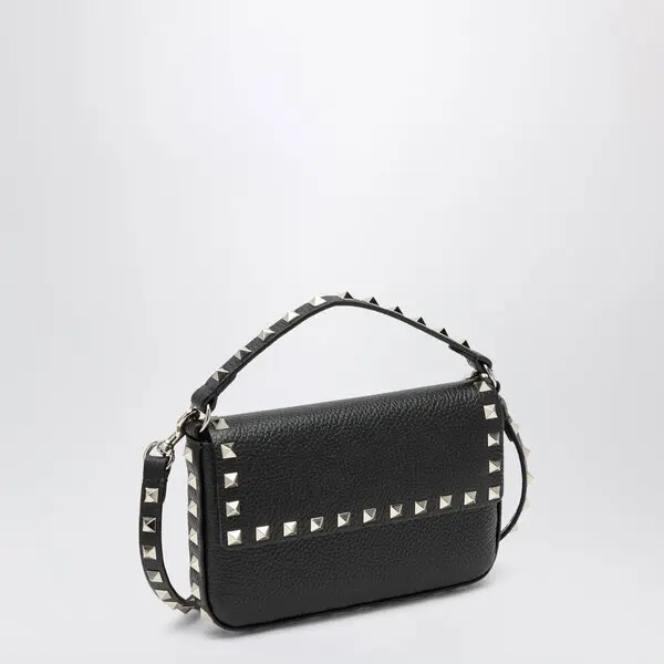Valentino Garavani Rockstud Pouch In Grained Calfskin Leather - Black
