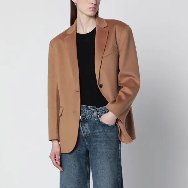 ANINE BING Quinn Blazer In Wool And Cashmere - Beige