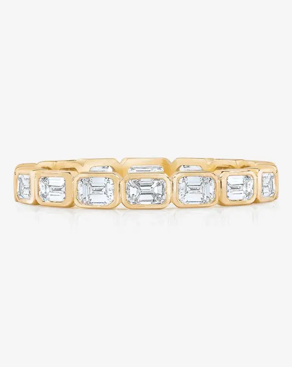 Ring Concierge Lab Diamond Sideways Emerald Bezel Band Platinum - One-color