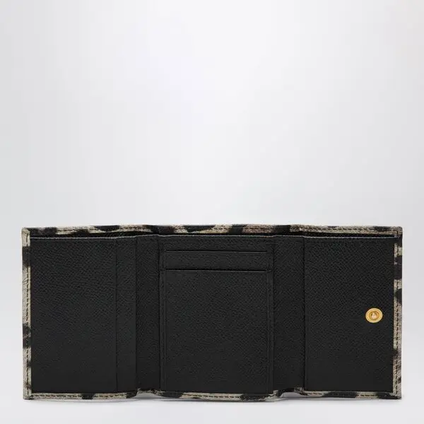 Dolce & Gabbana Dauphine Calfskin Wallet With Leopard Print - Brown