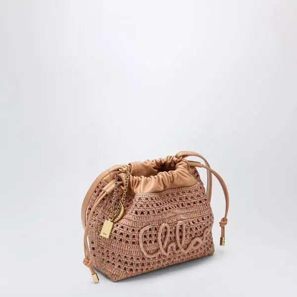 Chloé Mini Summer Banana Drawstring Raffia Bag