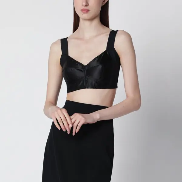 Dolce & Gabbana Satin Corset-style Crop Bustier - Black