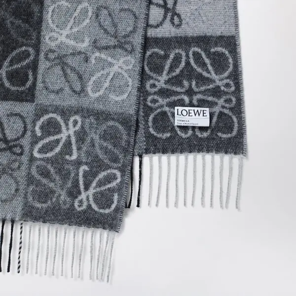 Loewe White Anagram Wool And Cashmere Scarf