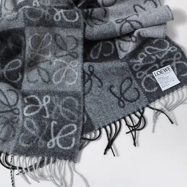 Loewe White Anagram Wool And Cashmere Scarf
