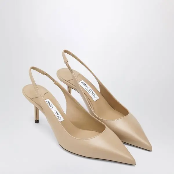 JIMMY CHOO Leather Slingbacks With Ankle Strap - Beige