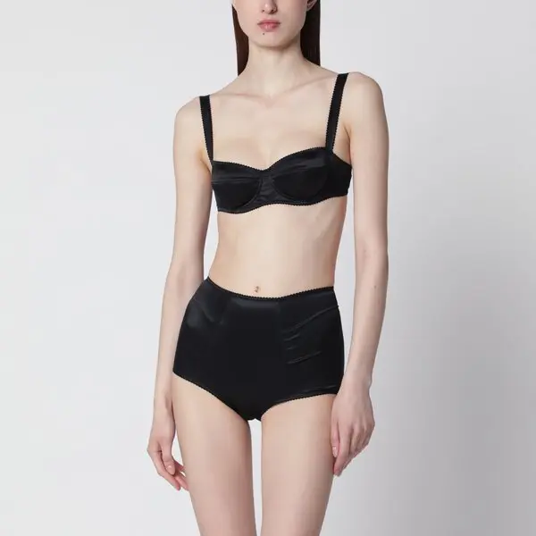 Dolce & Gabbana Balconette Bra In Stretch Silk Satin - Black