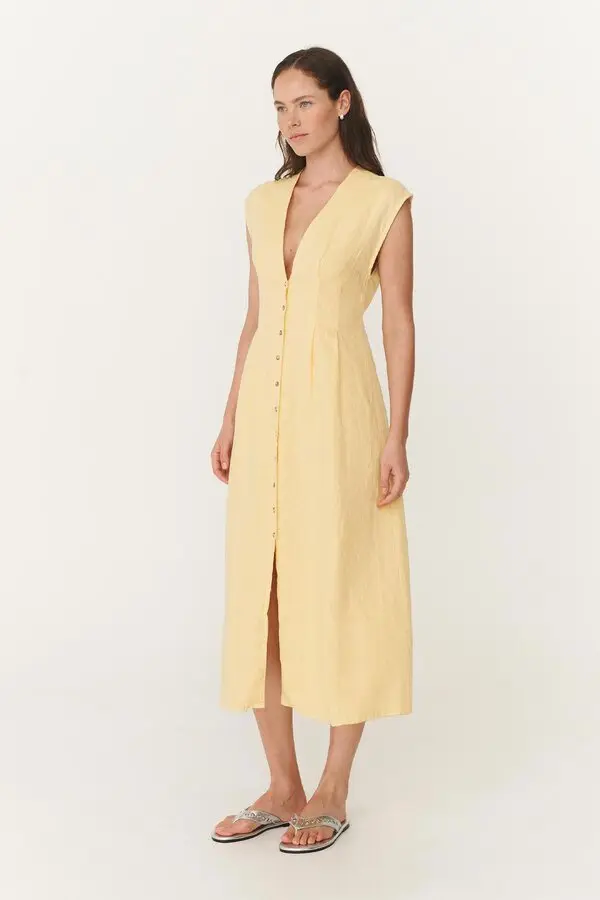 ROWIE Ro সামাজিক The Label Mira Linen Midi Dress