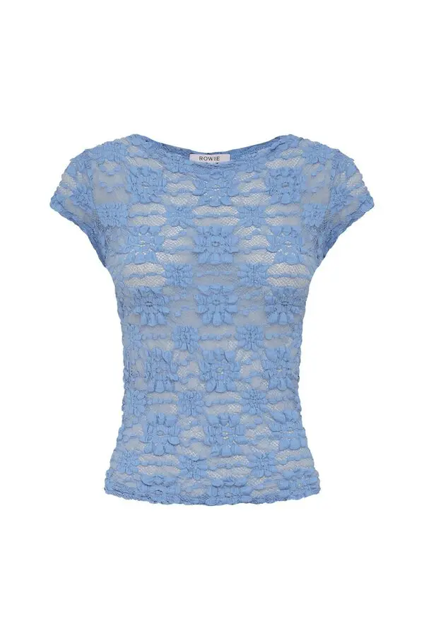 ROWIE Galo Sunflower Lace Tee - Periwinkle