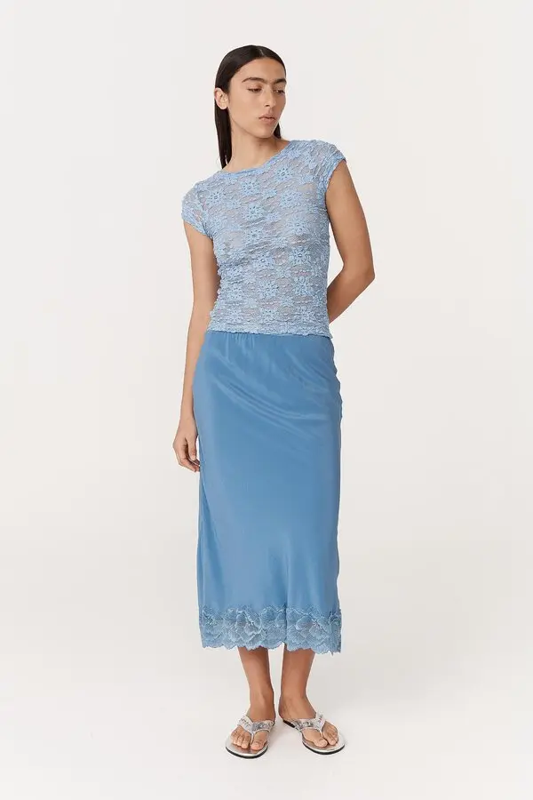 ROWIE Galo Sunflower Lace Tee - Periwinkle