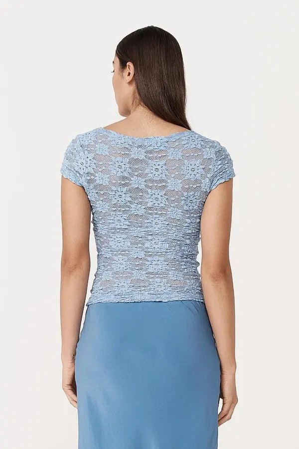 ROWIE Galo Sunflower Lace Tee - Periwinkle