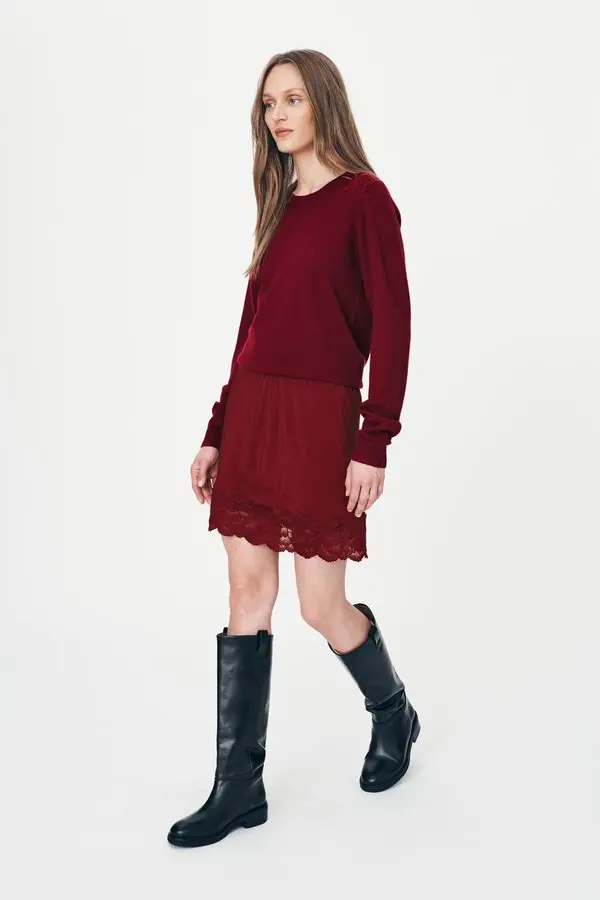ROWIE Silk Mini Skirt - Wine Red