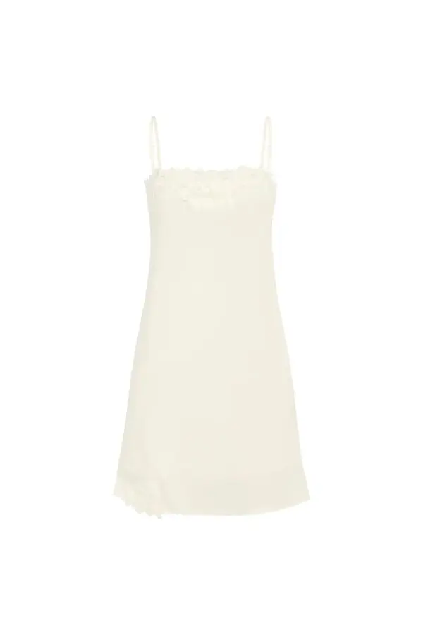 ROWIE Claudia Silk Slip Mini Dress - Creme