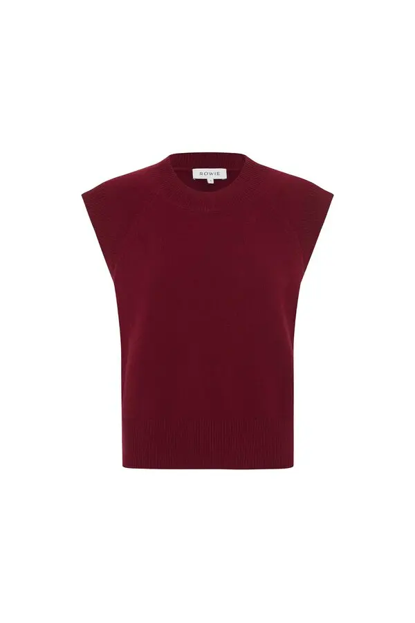 ROWIE Quinn Merino Knit Vest - Merlot Red