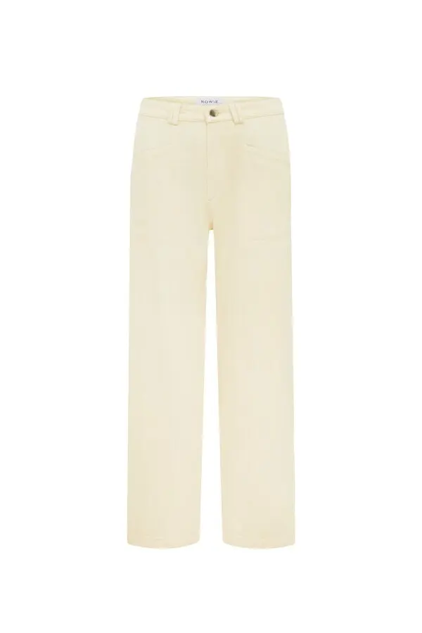 ROWIE Gio Creme Straight Leg Jeans - Cream