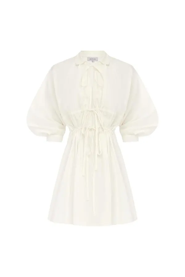 ROWIE Eden Organic Cotton Poplin Dress - Creme