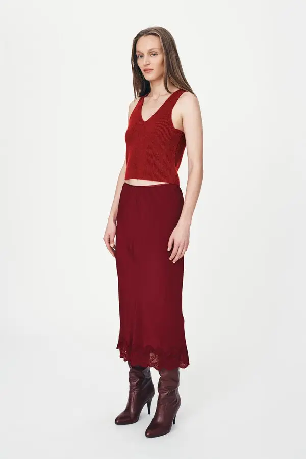 ROWIE Marina Silk Midi Skirt