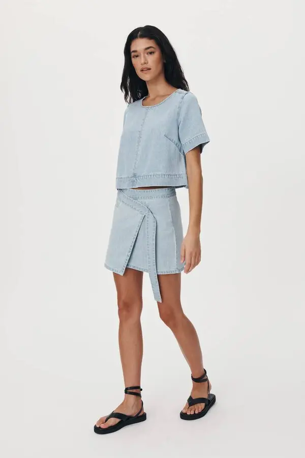 ROWIE Melissa Denim Mini Wrap Skirt