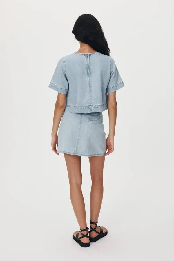 ROWIE Melissa Denim Mini Wrap Skirt