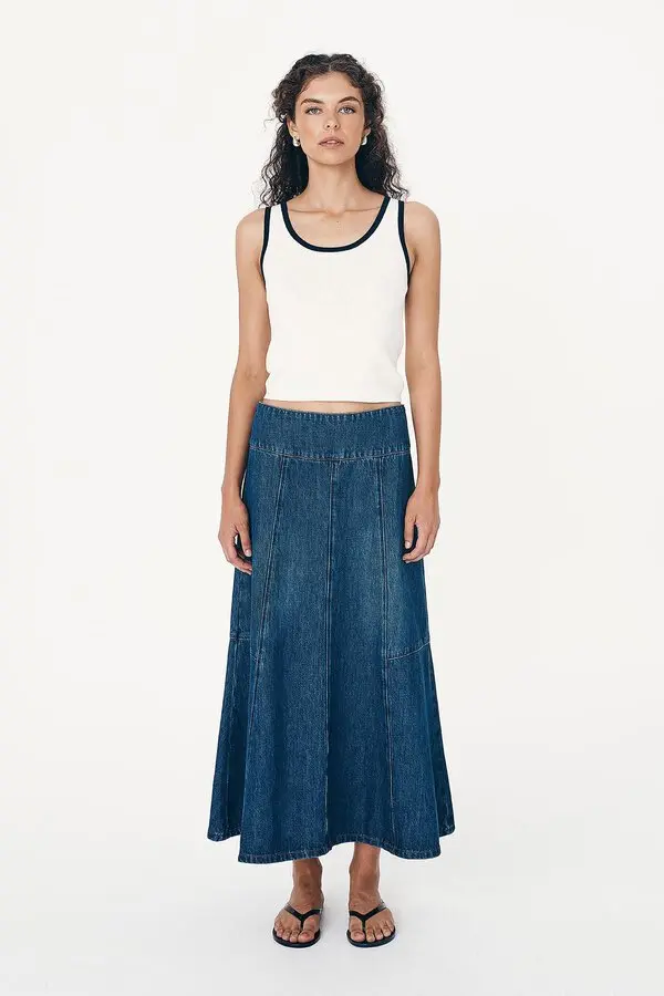 ROWIE Vashti Denim Midi Skirt