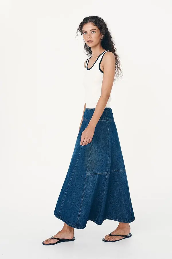 ROWIE Vashti Denim Midi Skirt