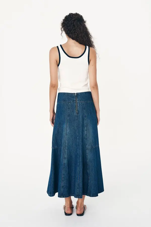 ROWIE Vashti Denim Midi Skirt