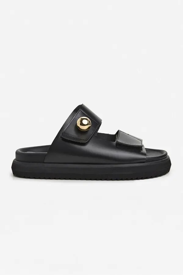 FLATTERED Red Leather Platform Slide