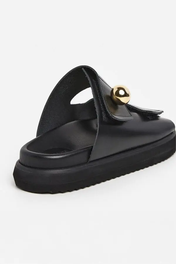 FLATTERED Red Leather Platform Slide