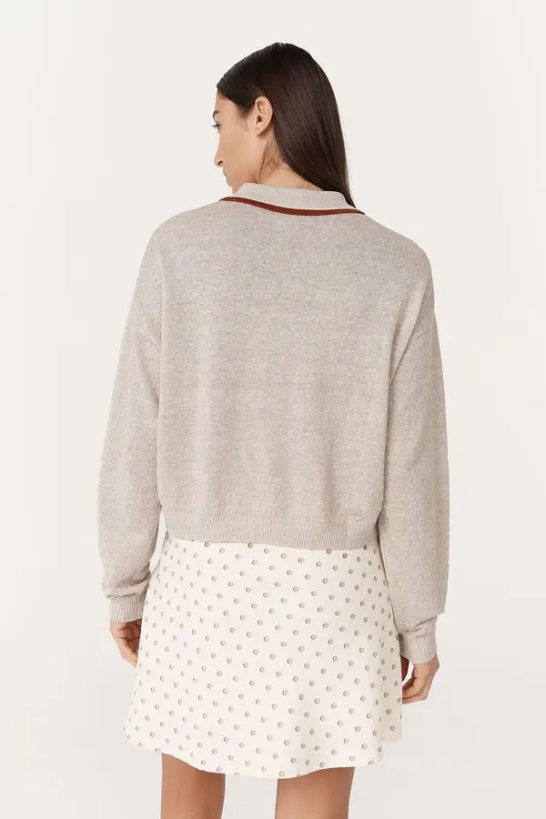 ROWIE Uma Linen Knit Polo Top