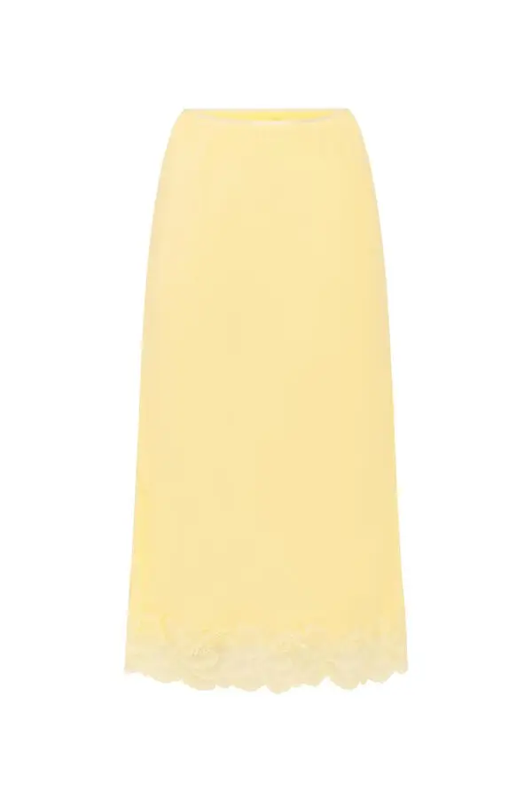 ROWIE Marina Silk Midi Skirt - Lemon