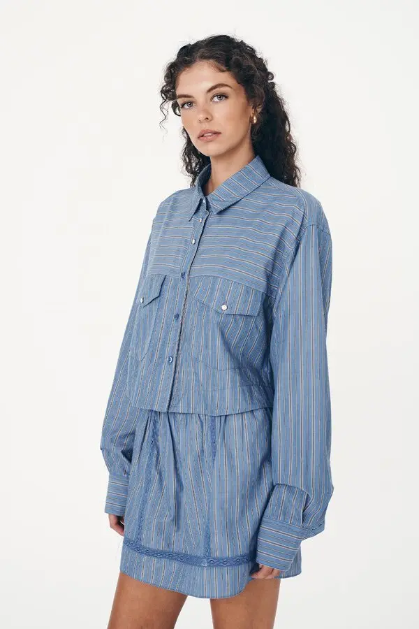 ROWIE Cole Stripe Crop Shirt